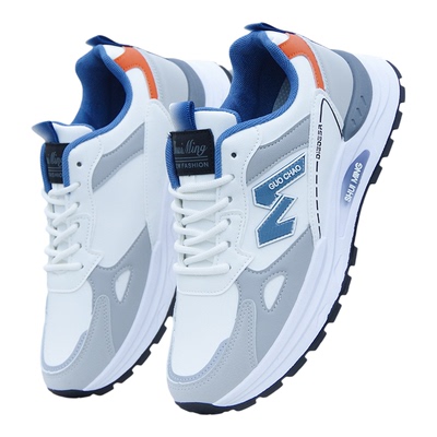 男鞋春秋季皮面防水运动休闲鞋软底防滑耐磨百搭跑步鞋男士潮鞋子