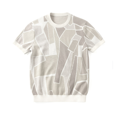 MrBu布先生几何艺术拼接圆领t恤