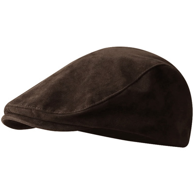 英伦复古麂皮绒前进帽男女大头围
