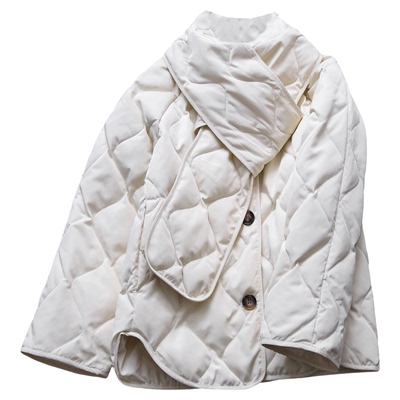 围巾绗缝宽松廓形长袖女羽绒服