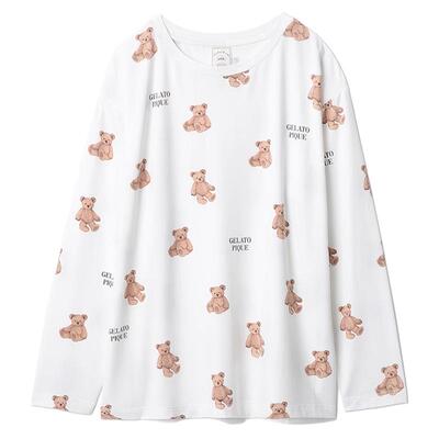 gelato pique25秋冬新品女睡衣动物蛋糕满印长袖T恤PWCT254370