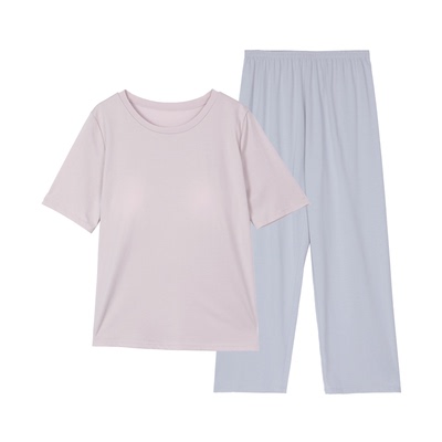 安莉芳旗下E-BRA专柜新品棉质短袖撞色睡衣女士家居服套装KL00179