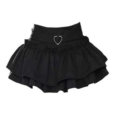 A字黑色自制蓬蓬裙短裙甜酷