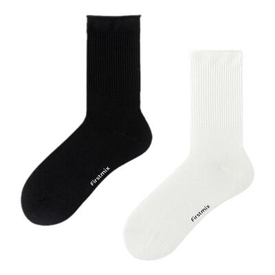 FIRSTMIX字母条纹中筒棉袜
