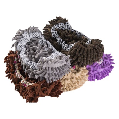 加厚雪尼尔家务清洁鞋套玫红色