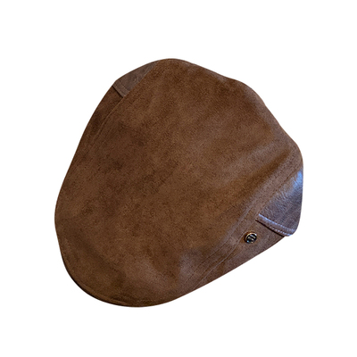 复古美式麂皮绒咖色前进帽女秋冬