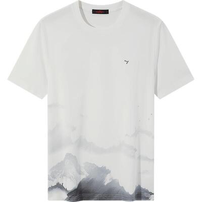 【保形索罗纳】柒牌清仓短袖T恤男夏季时尚国潮水墨画印花体恤衫