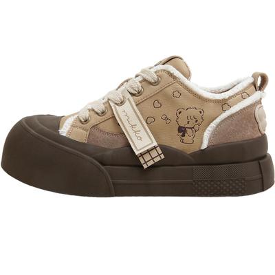 TTKJ棕色厚底板鞋女2025秋冬新款琥珀流光风mikko联名印花大头鞋