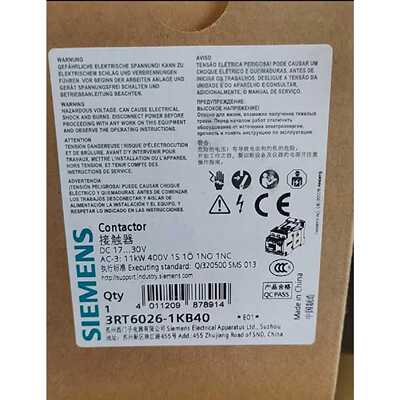 询价下单3RT6026-1KF40  接触器 可开发票