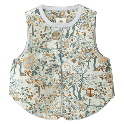 棉叙中式老钱风提花马甲唐装