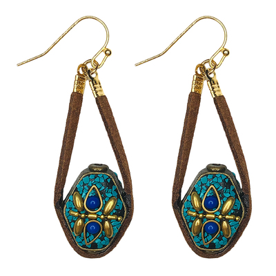 中国风新中式松石藏式转运珠耳环