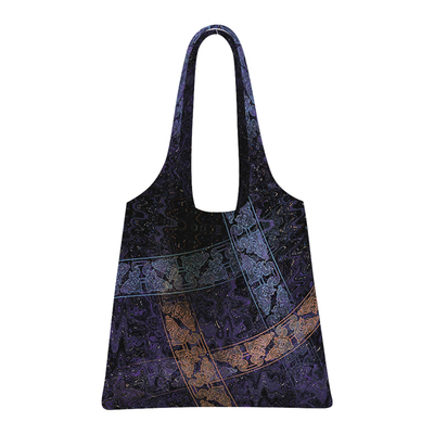 爱奇葩原创镜像星河吉祥虎妞纹蓝紫渐变日常轻文艺百搭通勤帆布包