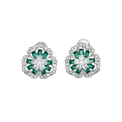 梵克家《绿镜之花》耳钉耳夹锆石