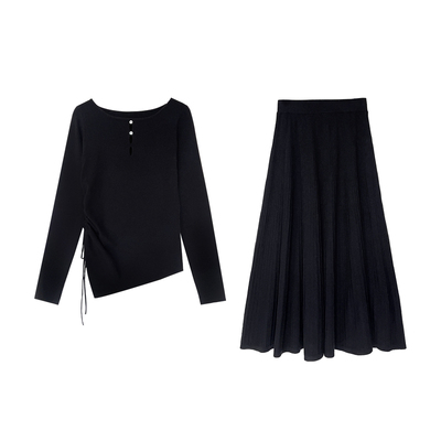 米米子微胖大码胖mm“私有月光”温柔风奶芙芙温柔奶杏针织裙套装