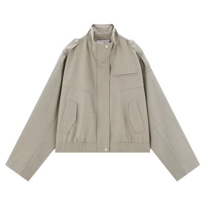 【商场同款】太平鸟25复古立领夹克精仿羊毛短外套套装A1BBF3322