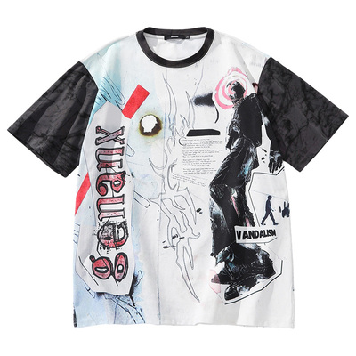 GENANX闪电潮牌赛博朋克风涂鸦2026年夏季新款T恤潮印花短袖上衣