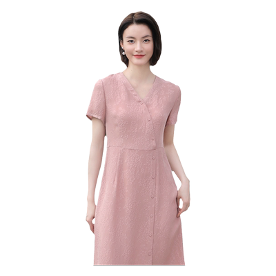 佐尔美夏季新款 气质优雅绣花桑蚕丝中长连衣裙女E32LS100