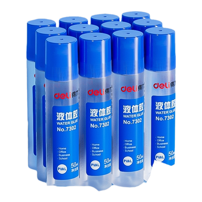 得力7302透明液体胶水手工制作diy专用可做水晶泥史莱姆饰品材料强力胶水学生办公用品50ml小瓶6支装文具用品