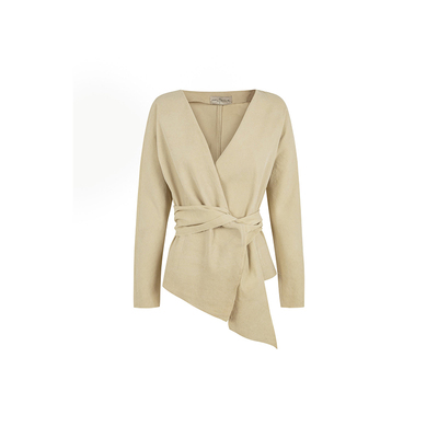 Cortana系带亚麻外套