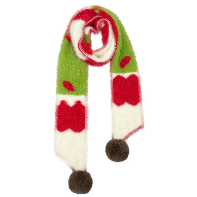 爱苹果球球毛绒窄款围巾女秋冬