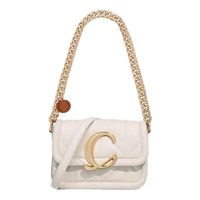 cywe2026新款白色小众设计高级感小号时尚通勤单肩斜挎链条小方包