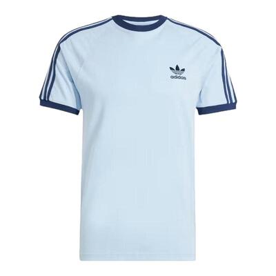 XHH Adidas阿迪达斯 圆领纯棉 运动短袖T恤 男女同款 蓝色JN7018
