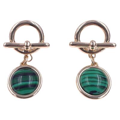 小众欧美复古做旧天然石孔雀耳夹