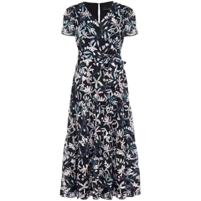 PhaseEight藏蓝碎花系带飘逸百搭