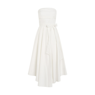 重工法式蕾丝飘带收腰抹胸连衣裙