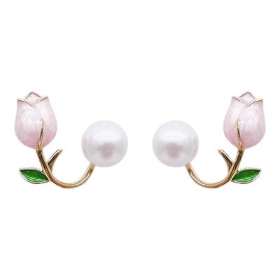气质郁金香珍珠款耳环