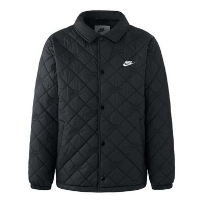 NIKE耐克男棉服秋冬新款格纹翻领外套休闲保暖棉衣夹克HV1378-010