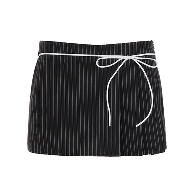 IAEY美式复古系带蝴蝶结低腰半身裙防走光侧边拉链显瘦百搭A字裙