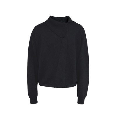 JCAESAR SWEATER 斜领毛衣 高含量毛纱保暖 不对称裁片设计 黑色