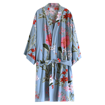 女士棉绸日式和服家居睡袍凉感
