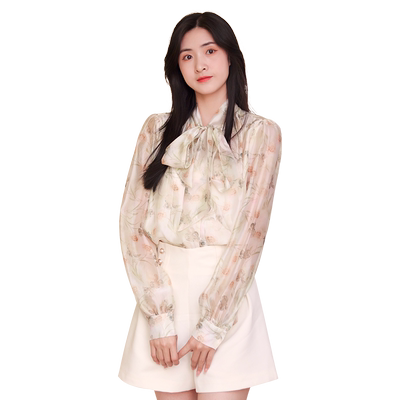 WEWE唯唯直筒通勤单排扣印花衬衫