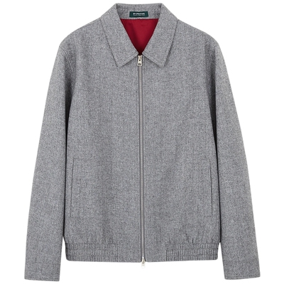 柏品羊毛人字纹行政夹克男2025春新商务休闲复古翻领cleanfit外套