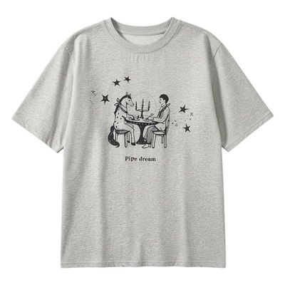 3ts灰色印花宽松短袖T恤女夏