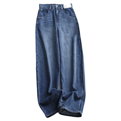 纯色宽松垂感显瘦直筒裤女牛仔裤