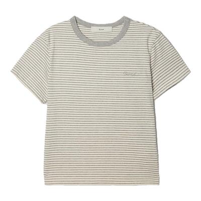 Dunst2026夏季新品女士基础款条纹logo刺绣圆领短袖T恤UDTS6B232