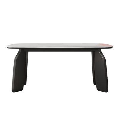 复古风长方形实木岩板餐桌