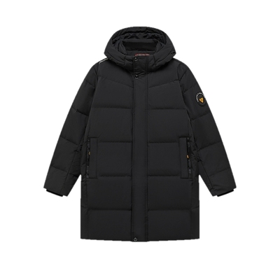 特步保暖加厚中长款羽绒服男