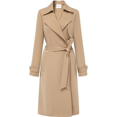 EP雅莹女装 卡其色缎面复古垂感修身风衣外套 商场同款7302B