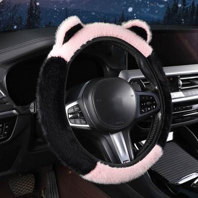 毛绒耳朵方向盘套冬季保暖套不防滑通用网红把毛掉防寒套女神把