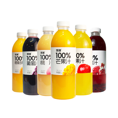 华洋100%果汁两联包1L*2盒橙汁黄桃汁苹果汁芒果汁果蔬汁饮料整箱