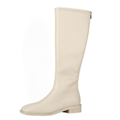方头不过膝白色骑士高筒靴