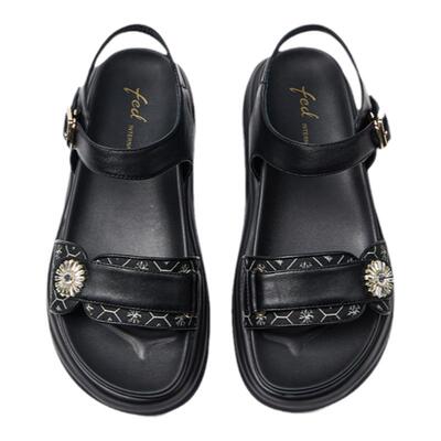 厚底一字带休闲罗马凉鞋