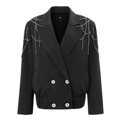 uhot/诱货女士灰色假两件钉珠外套银泰百货精品 301590