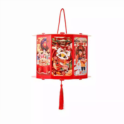 新年手工纸灯笼手提发光走马灯