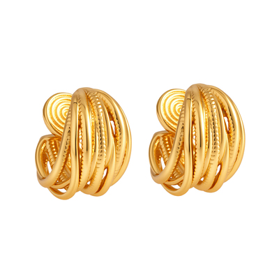 ZTX 金色秋冬耳夹无耳洞女新款小众独特高级感耳饰无痛蚊香盘耳钉