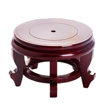 家用圆形垫石头陶瓷花瓶木质托架